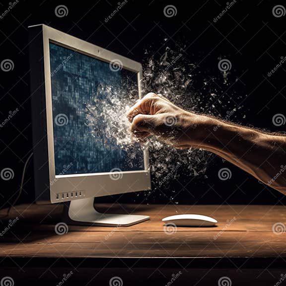 Hand Disappearing into Computer Screen Stock Illustration ...