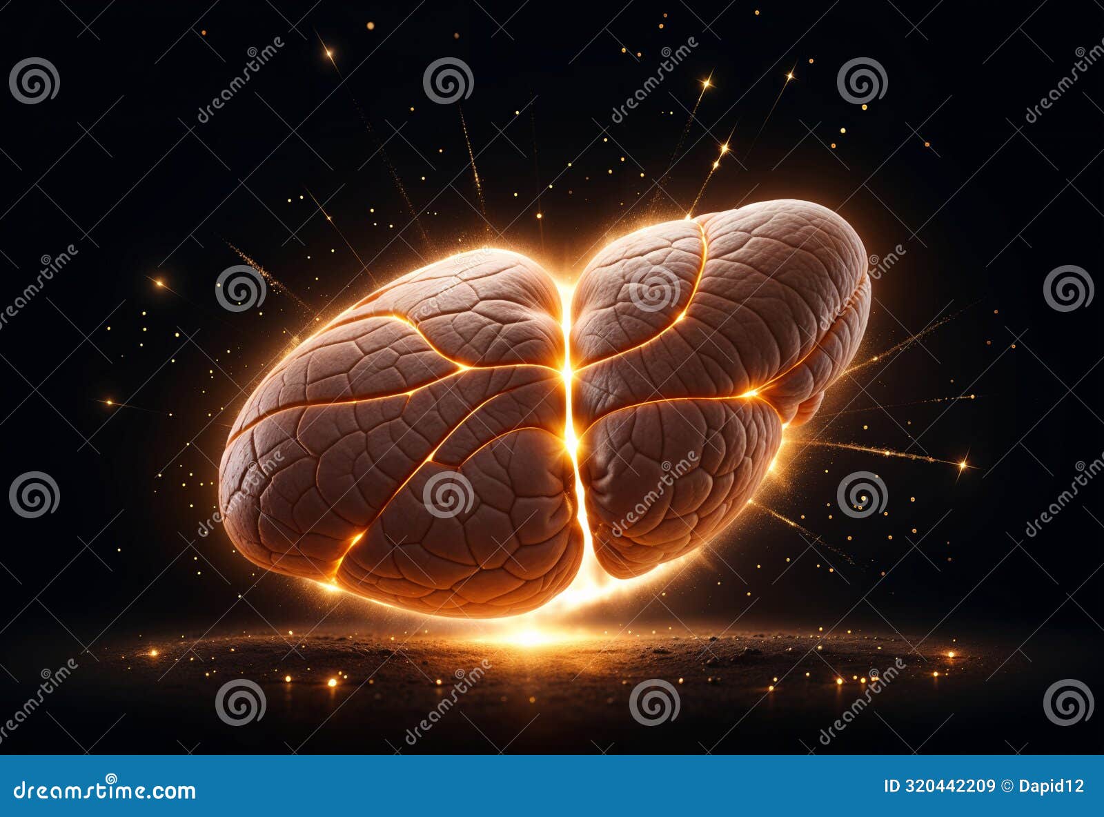 An Image of a Human Liver with Glowing Light Trails and Sparkles on a ...