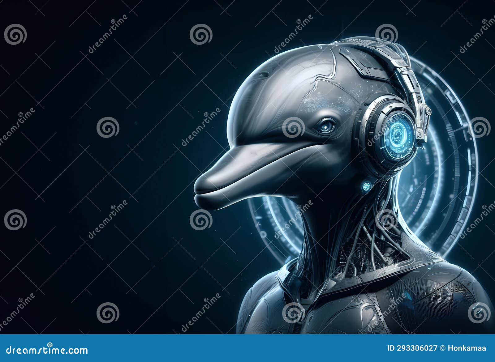 Humanoid Alien Works With Futuristic Control Panel In Spaceship ...
