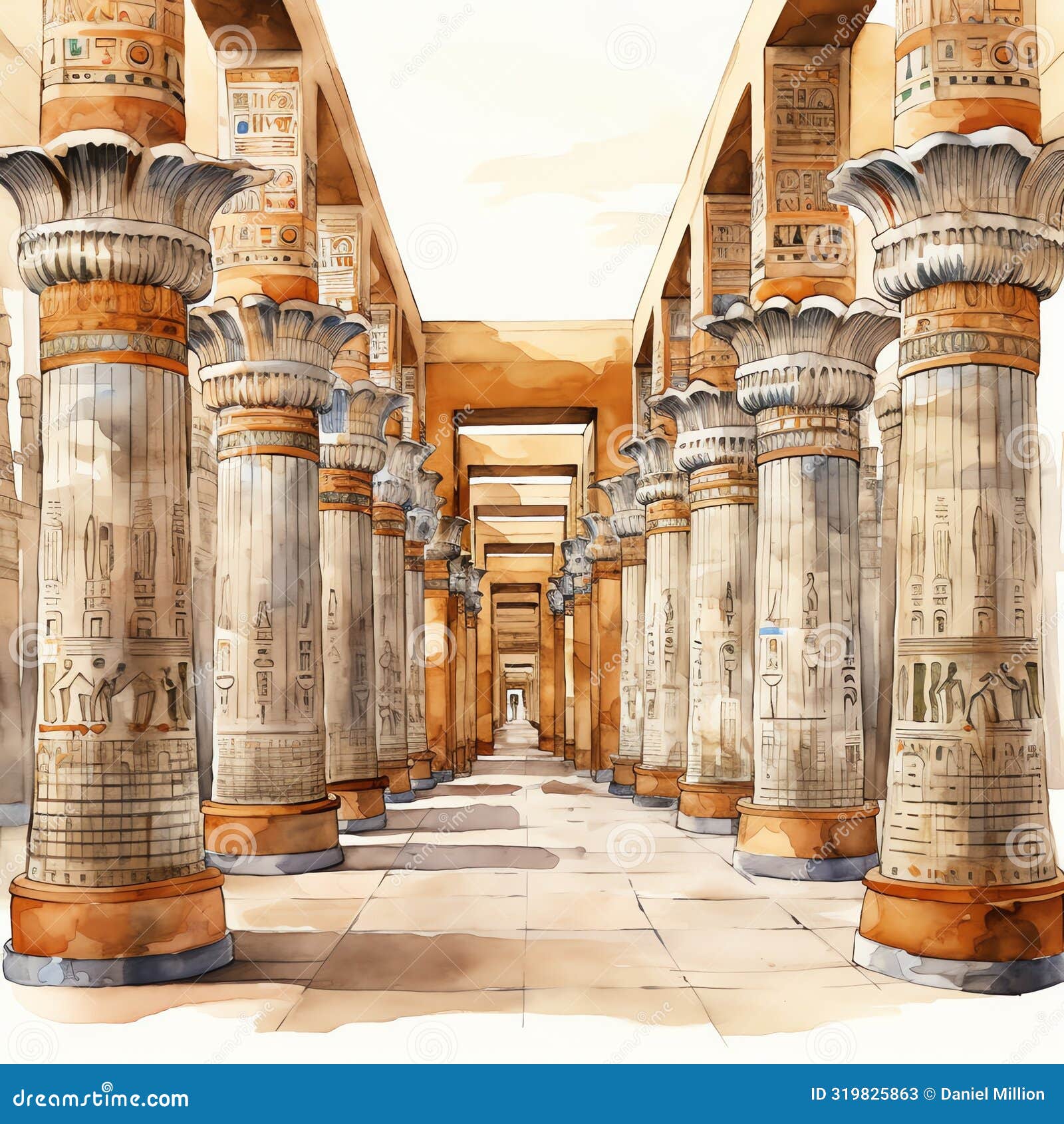 Hypostyle Hall in a Temple with Massive Columns and Intricate Carvings ...