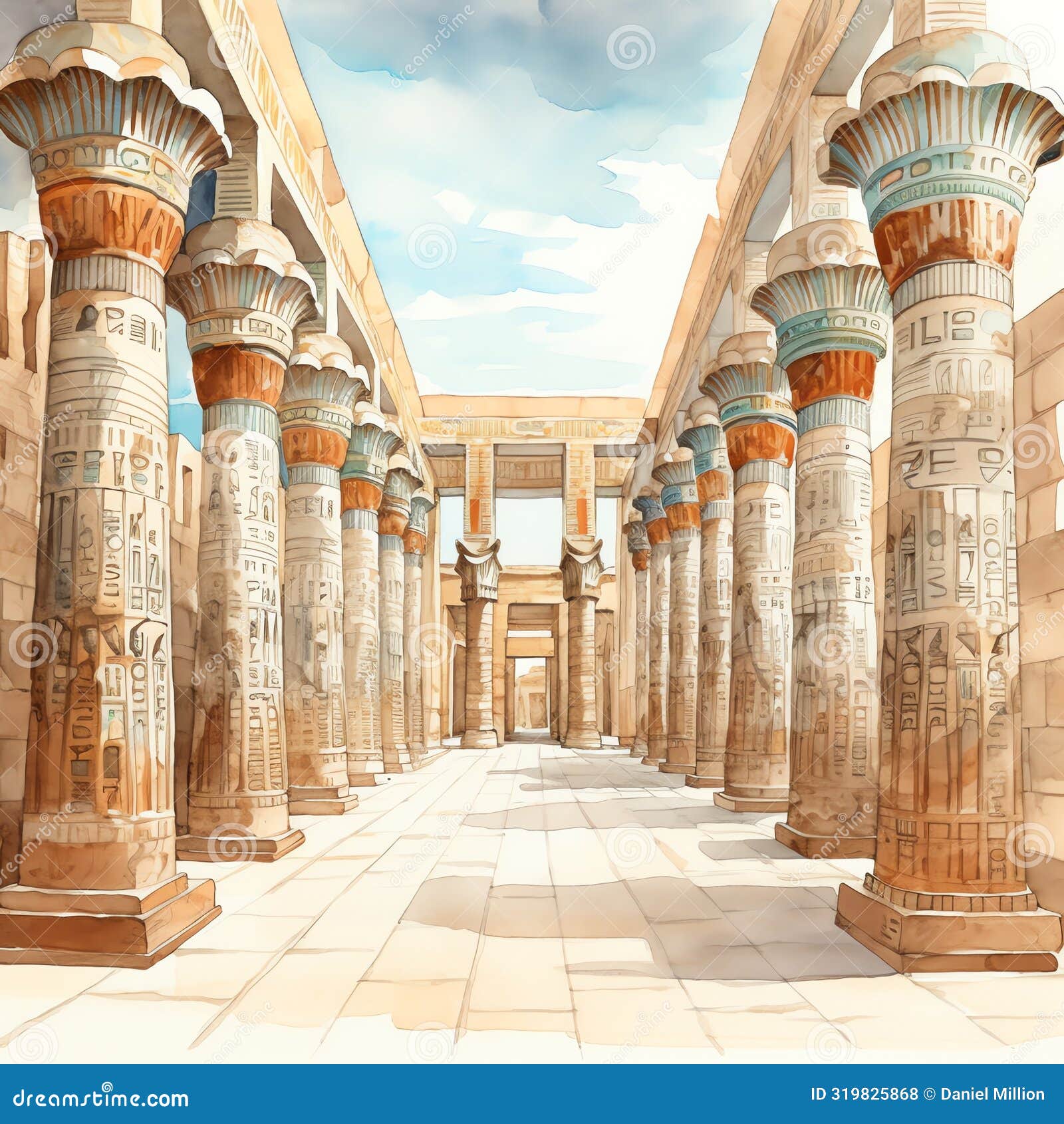 Massive Columns In A Pyramid Of Ancient Egypt Stock Image ...
