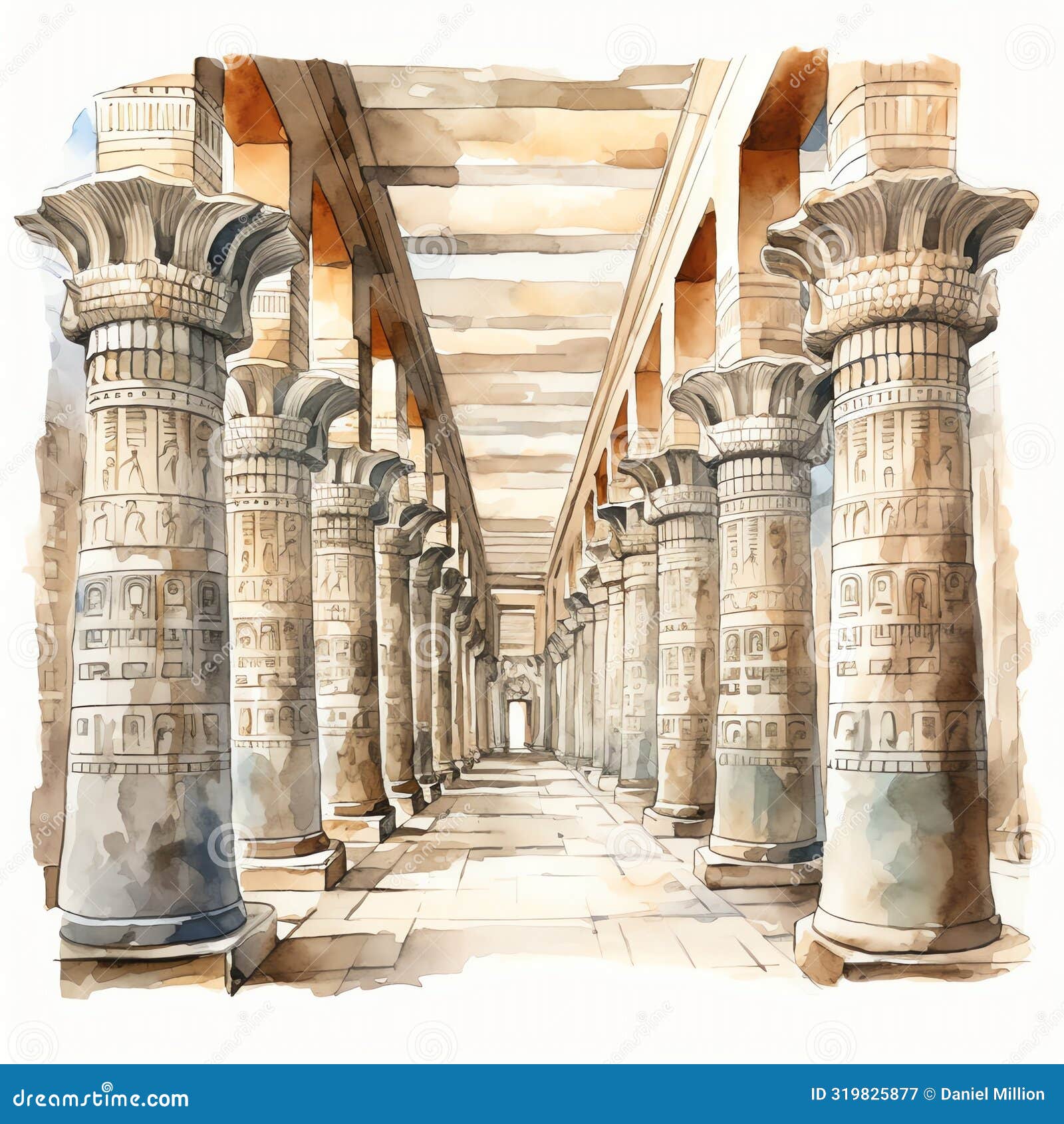 Massive Columns In A Pyramid Of Ancient Egypt Stock Image ...