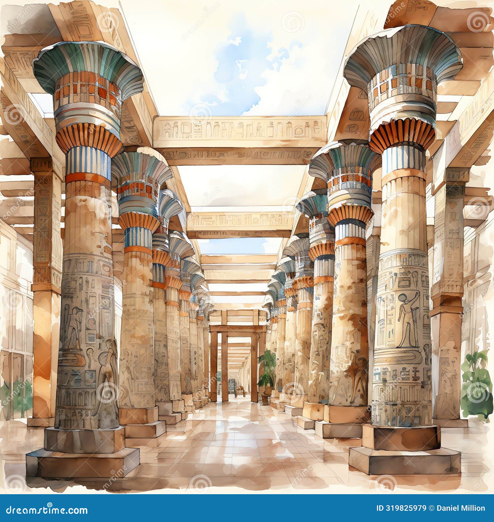 Massive Columns In A Pyramid Of Ancient Egypt Stock Image ...