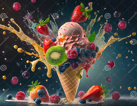 Ice cream explosion stock illustration. Illustration of vanilla - 294950578