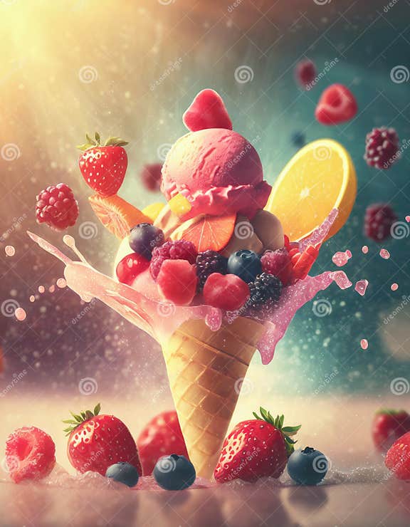 Ice cream explosion stock illustration. Illustration of dessert - 294952080