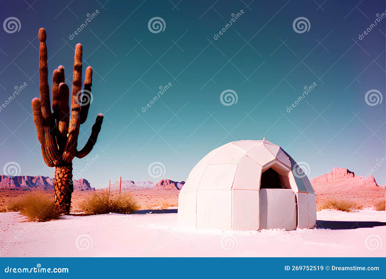 AI Generated Image of an Igloo Built in the Middle of the Desert. Stock ...