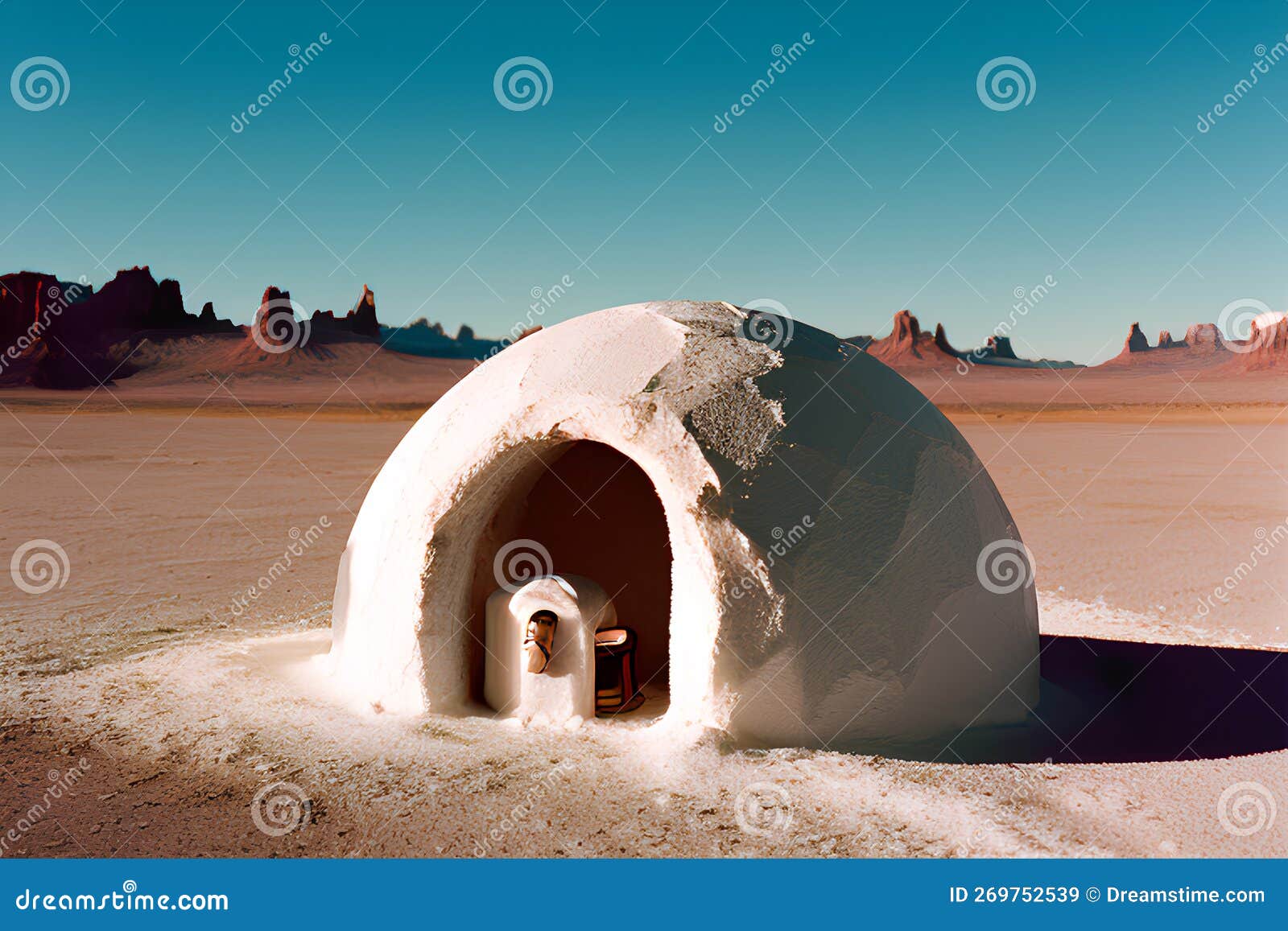 AI Generated Image of an Igloo Built in the Middle of the Desert. Stock ...