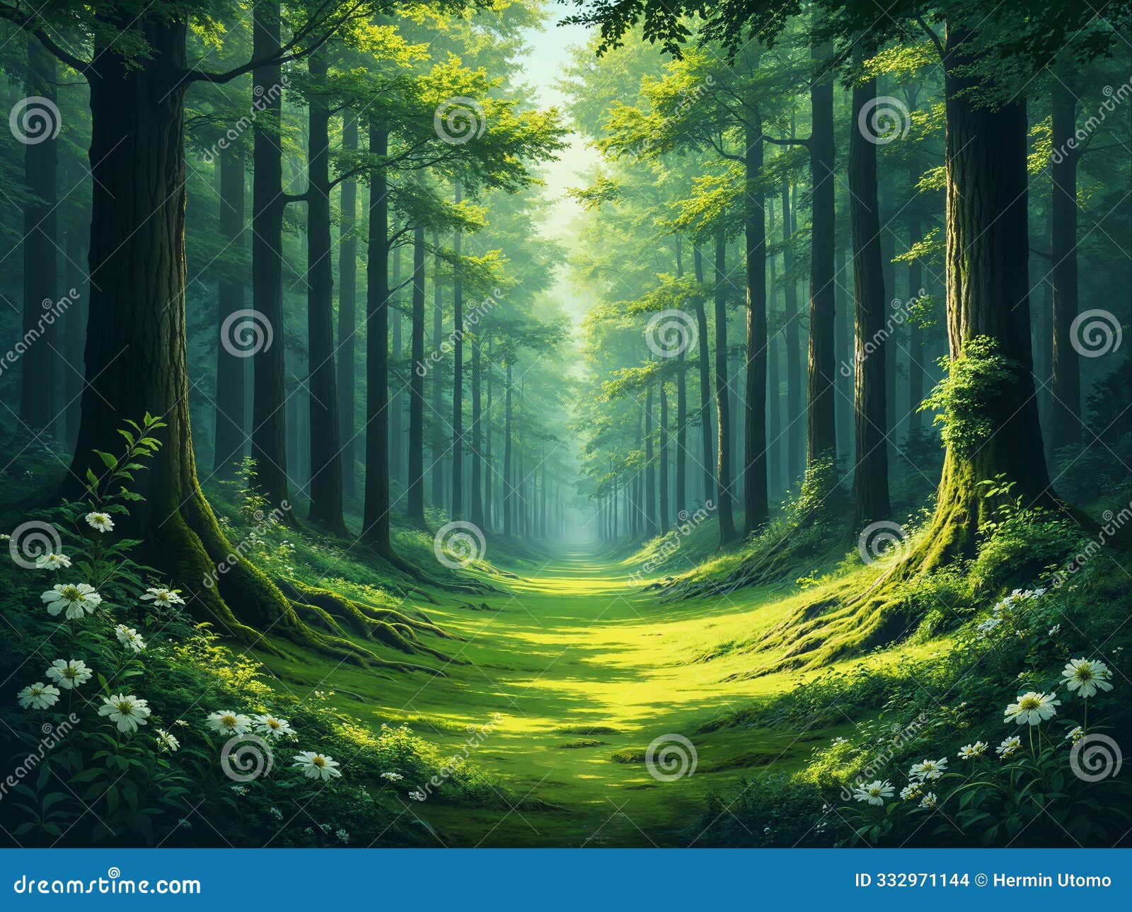 Lush Green Beautiful Forest Landscape with Clear Path Forward Stock ...