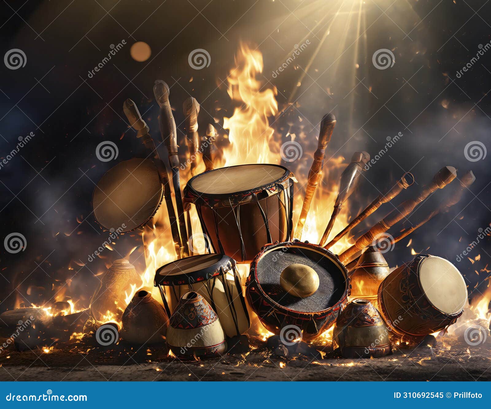 Burning Pile of Percussion Instruments Stock Illustration ...