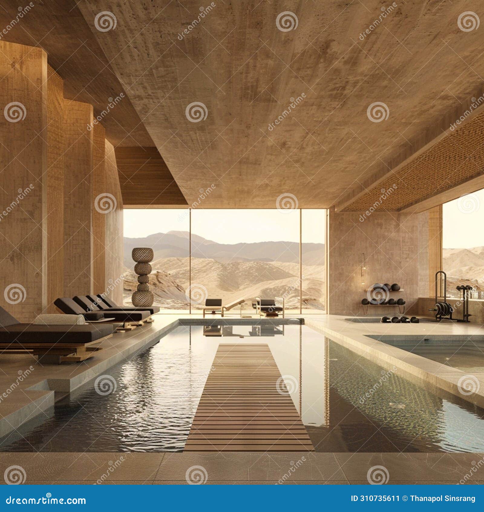AI Generated Image of Interior with Pool Stock Illustration ...