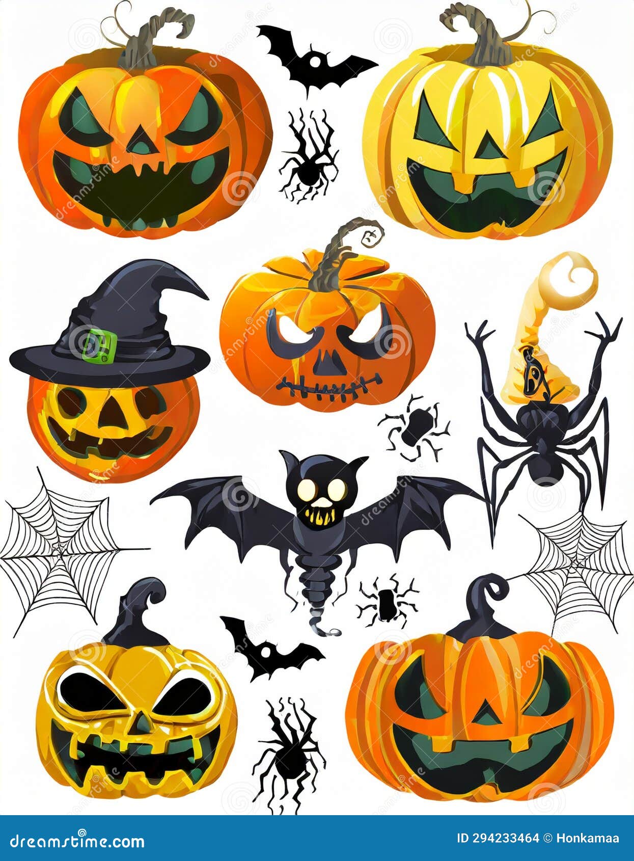 Set of Cartoon Halloween Objects Stock Illustration - Illustration of ...