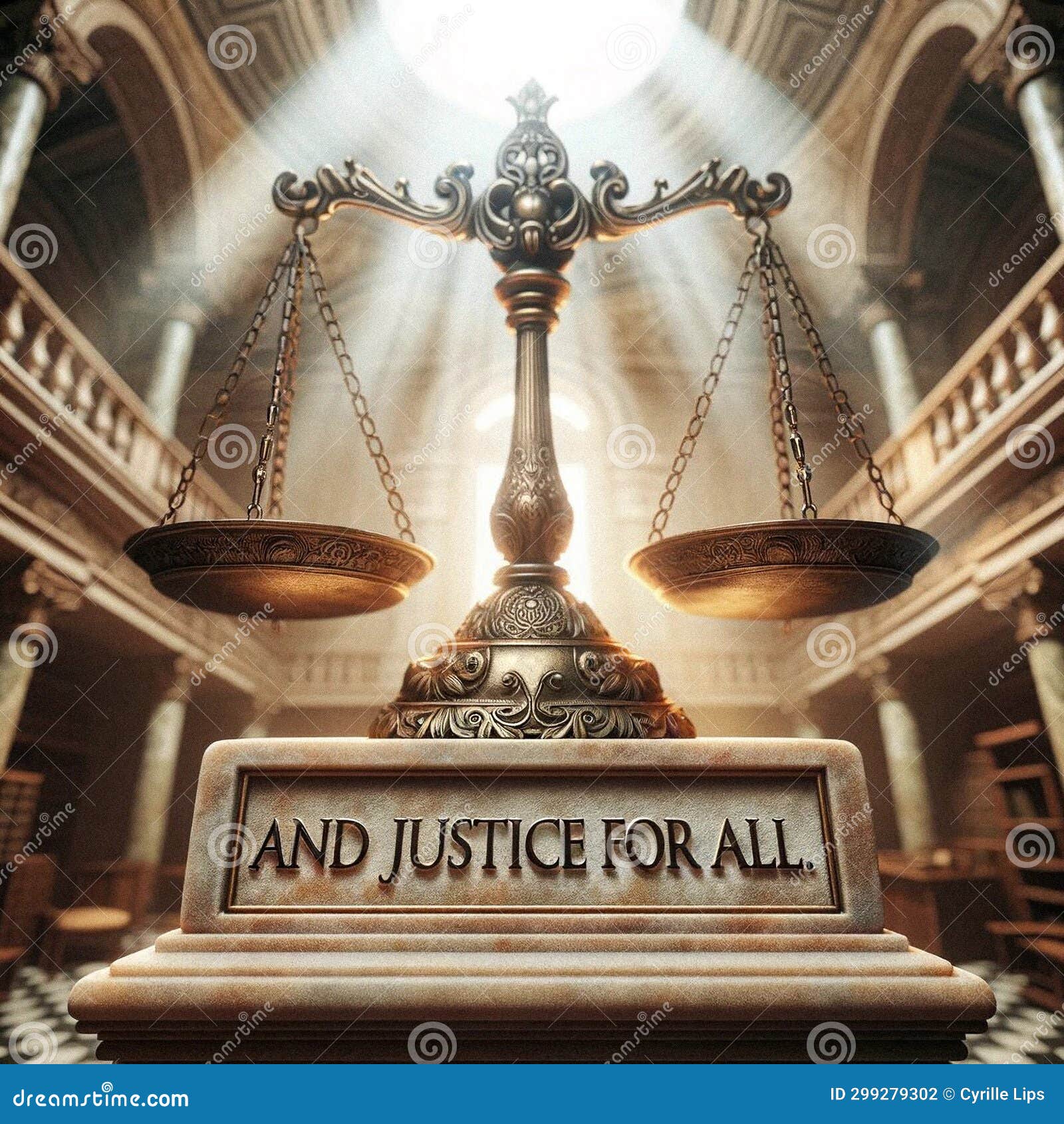 AI-Generated Image: Justice Symbol Balance with "and Justice for All ...