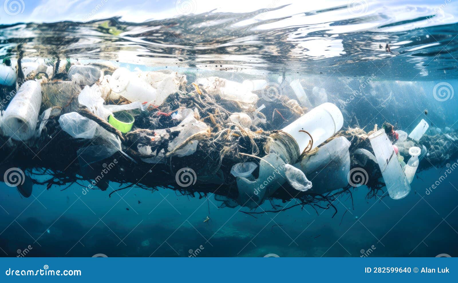 Large Amount of Plastic Trash Floating in the Sea. Plastic Waste ...