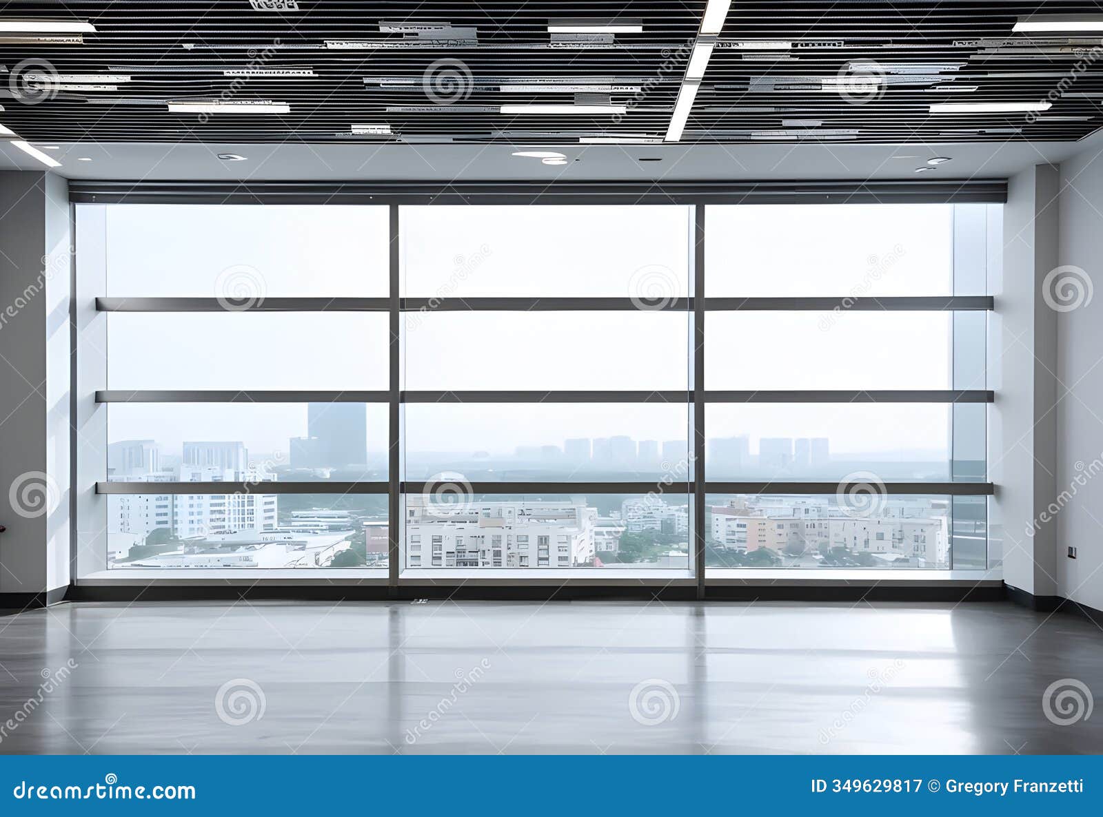 Large Empty Window in Corporate Office Building with Space for Rent ...