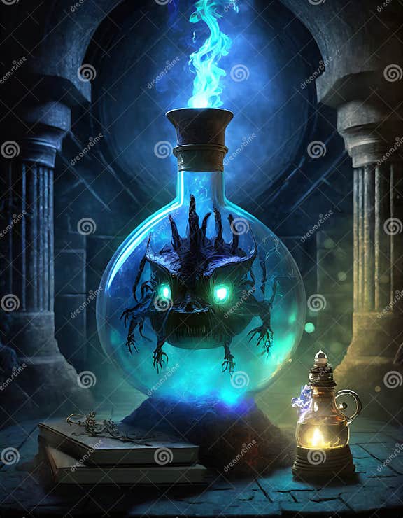 A Black Magic Potion in the Dungeons Stock Illustration - Illustration ...