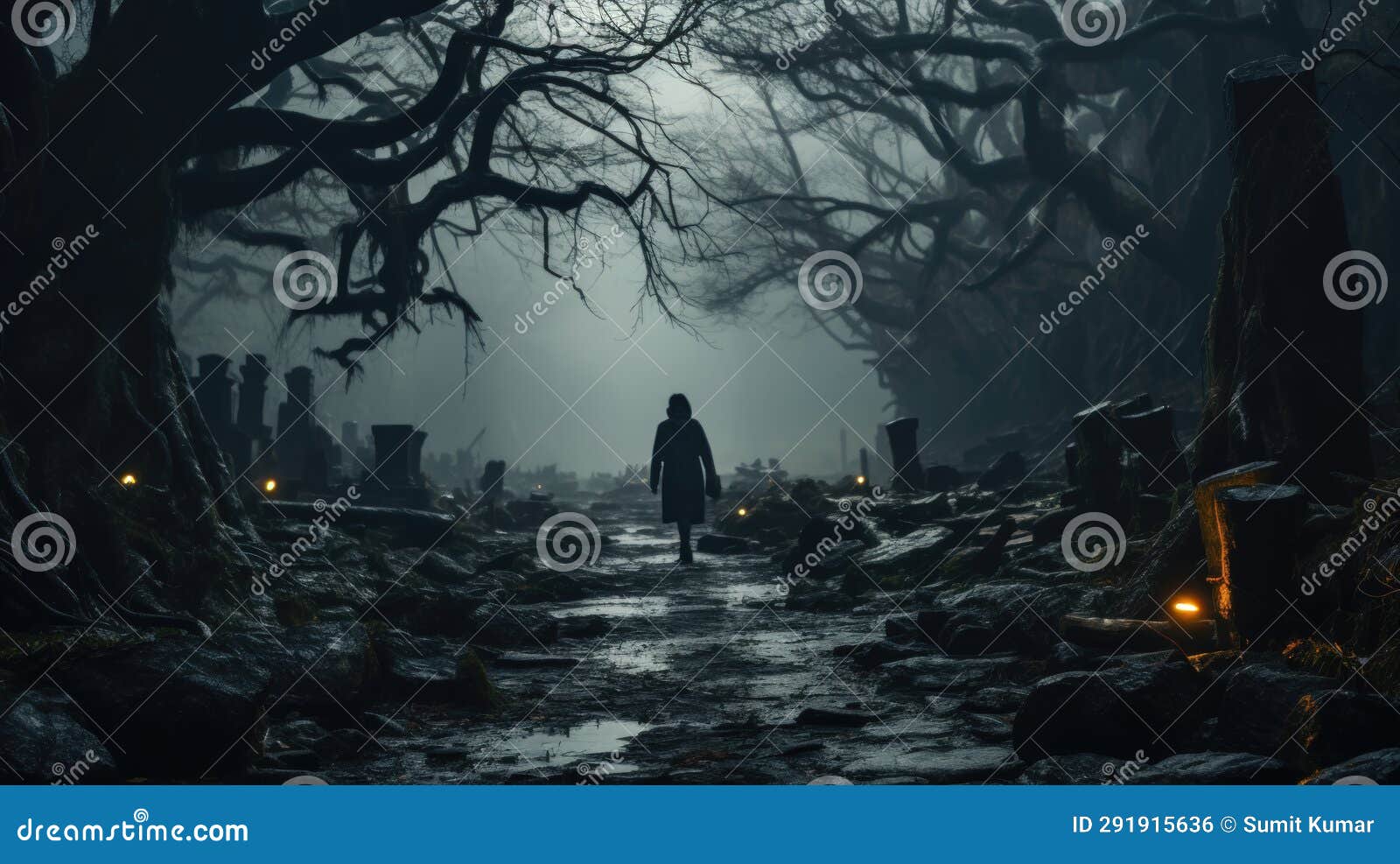 Lost In Thought A Contemplative Mood In A Somber And Enigmatic Woods AI ...