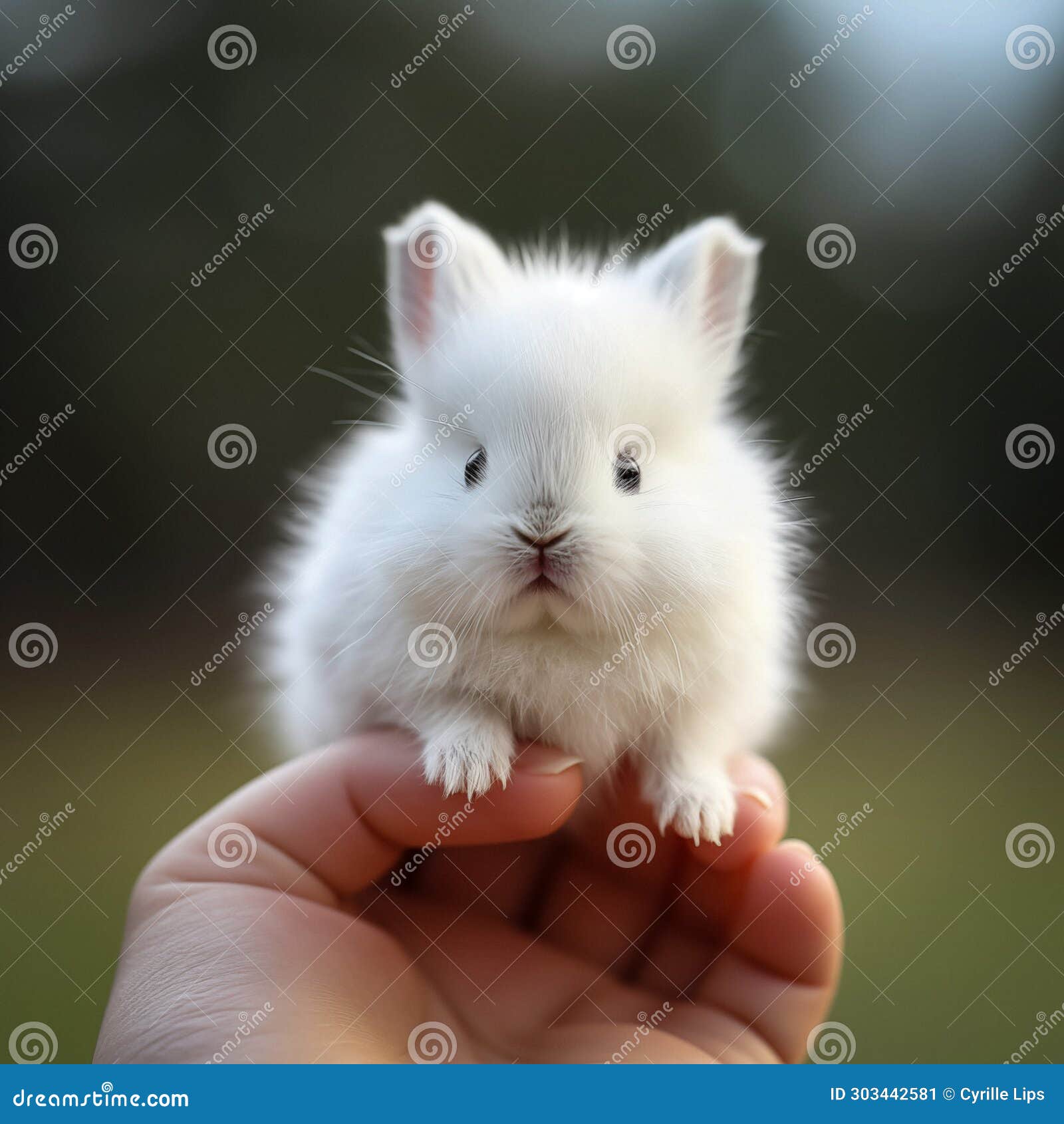 AI-Generated Image of a Miniature White Rabbit on a Human Finger Stock ...