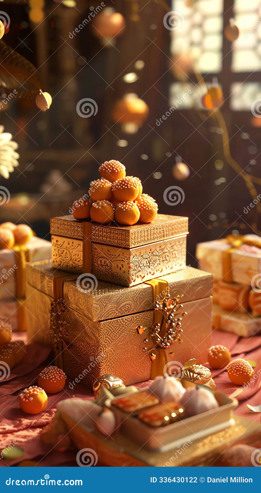 Mithai boxes hindu stock illustration. Illustration of floral - 336430122