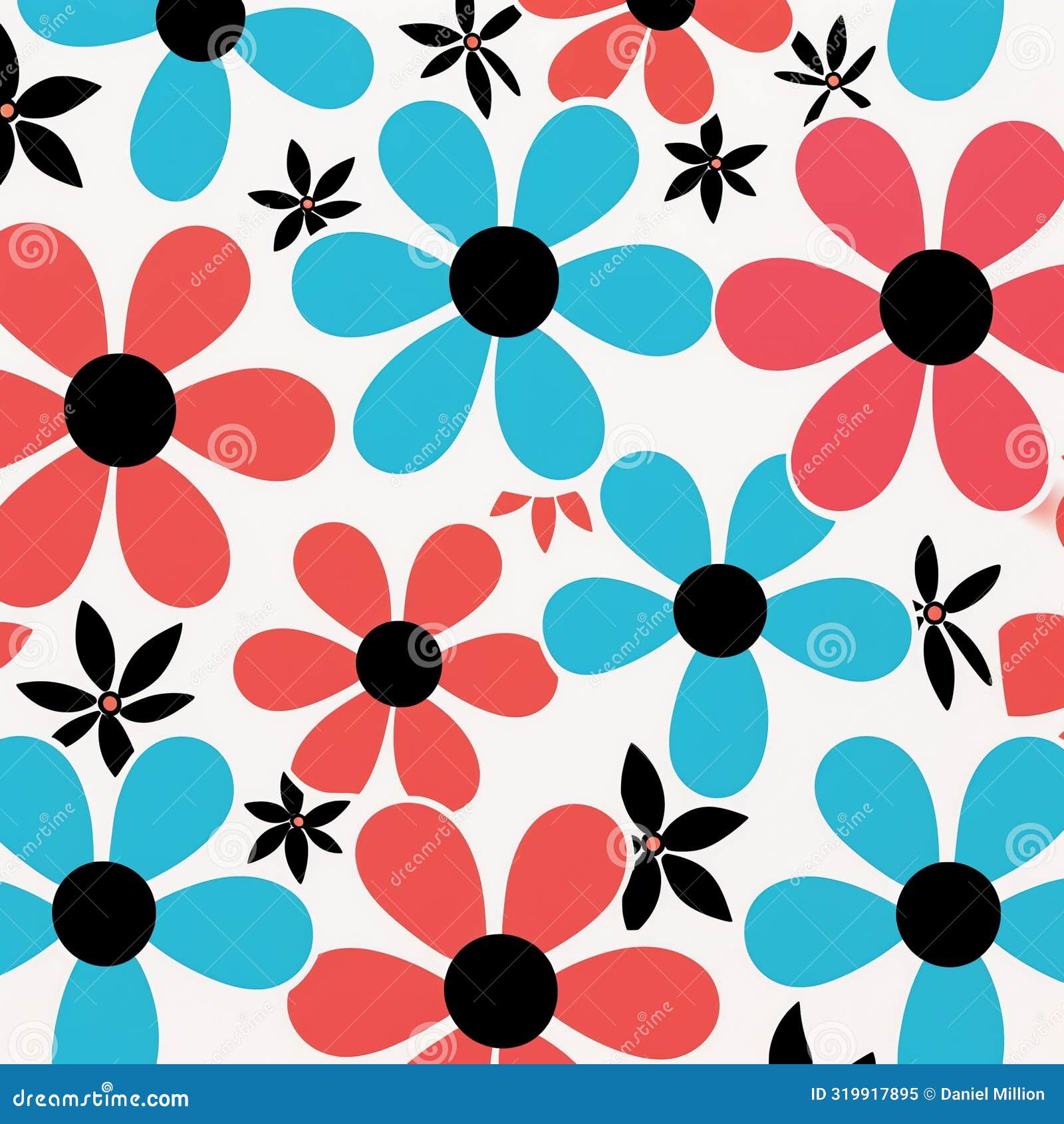 Mod Pop Art Flowers Flowers Background Pattern Wallpaper Vector Old ...