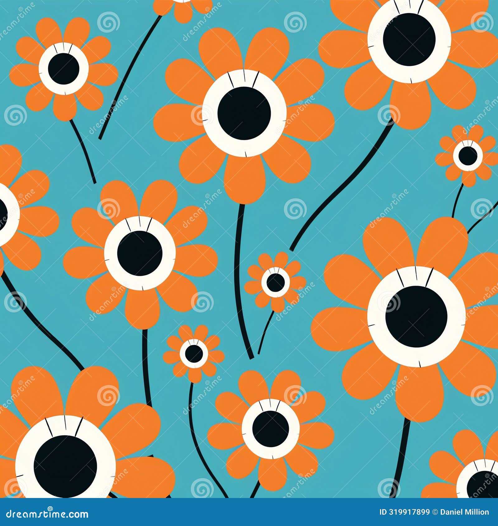 Mod Pop Art Flowers Flowers Background Pattern Wallpaper Vector Old ...