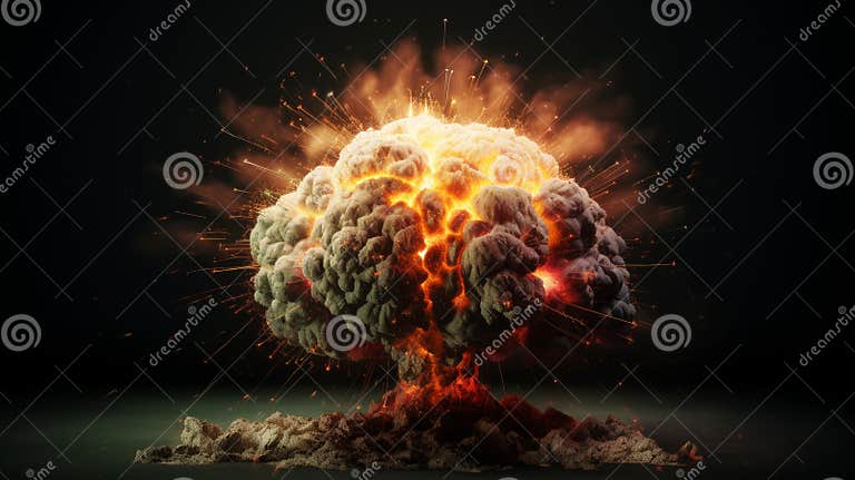 AI Generated Image. Model of Human Brain Explosion and Detonation Stock ...