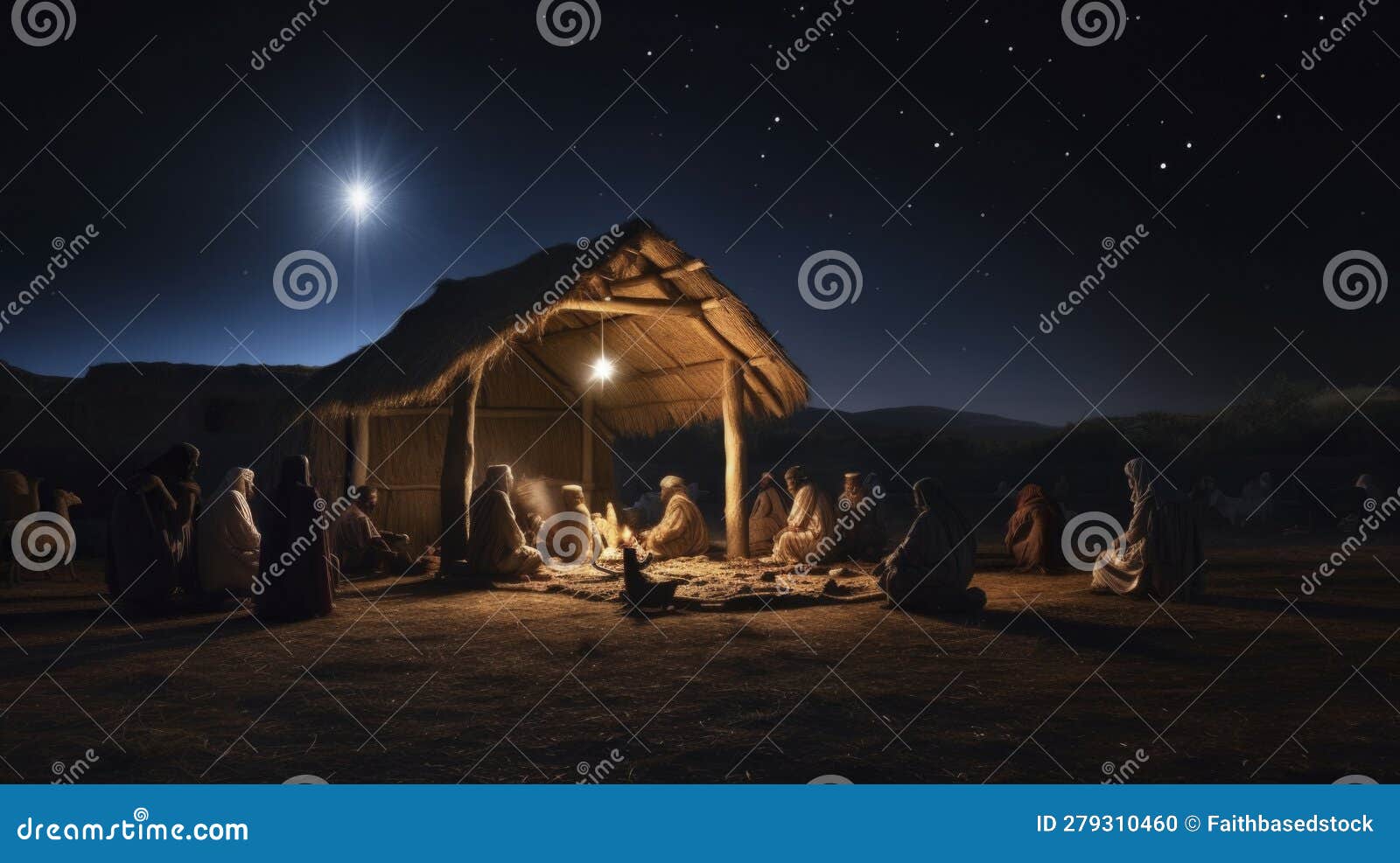 Nativity Scene in Bethlehem Stock Illustration - Illustration of ...