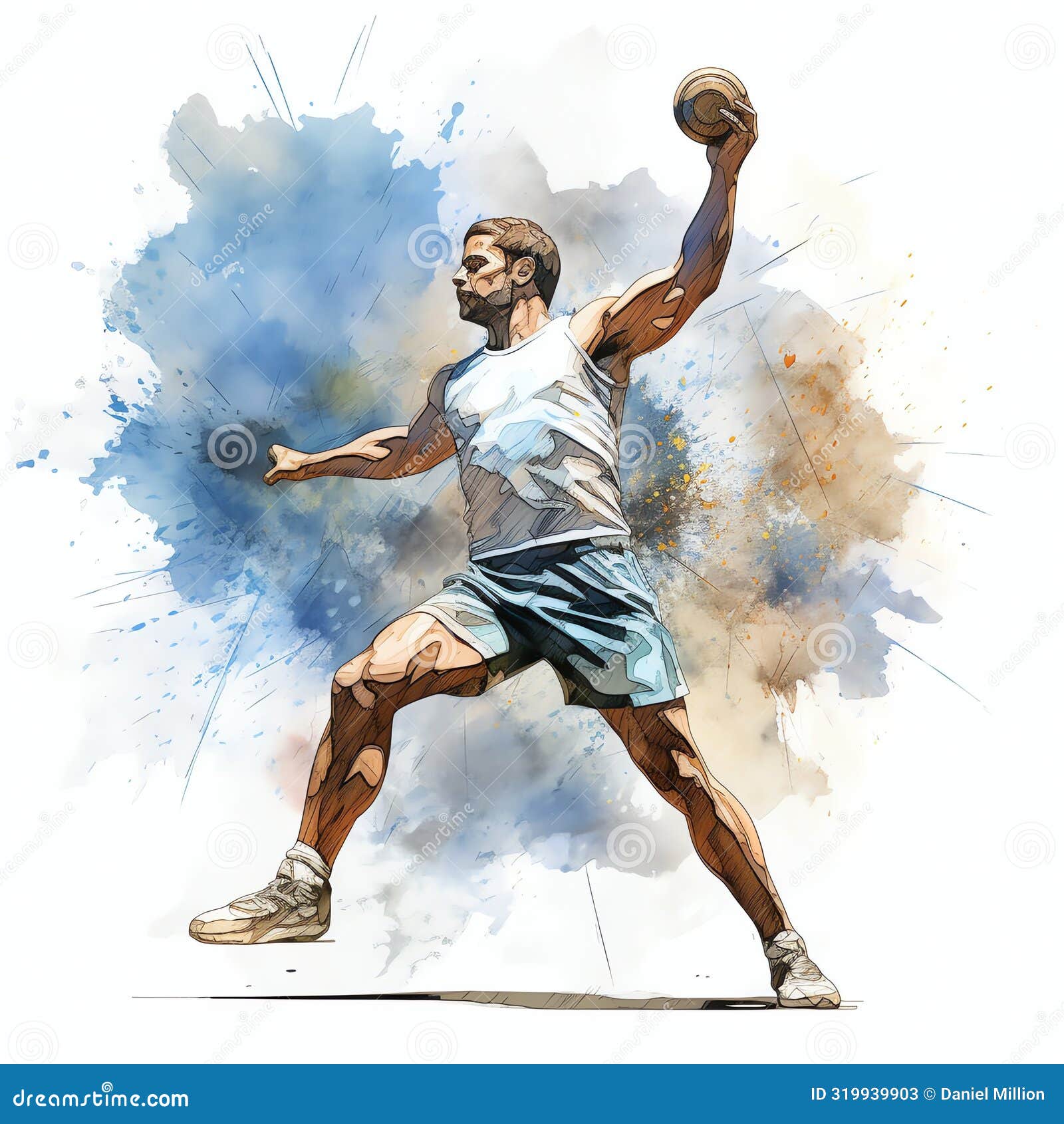 Olympic Athlete in a Discus or Javelin Throw Pose Illustration Stock ...