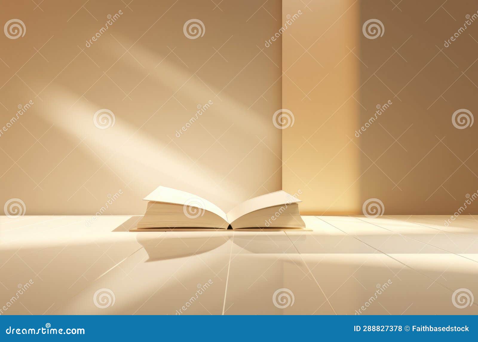 Open Book with Shadow on the Floor. 3D Rendering. Illustration Stock ...