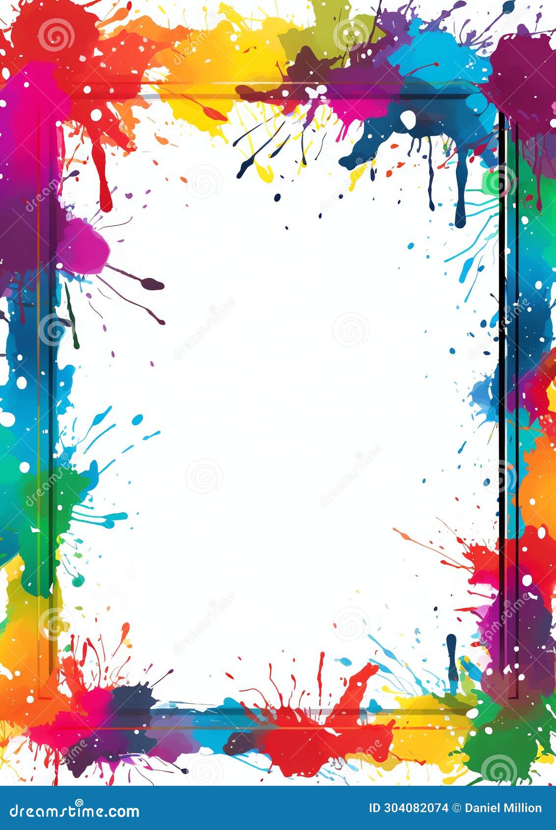 Paint Splatter Border Frame 80s Retro Nostalgic Stock Illustration ...