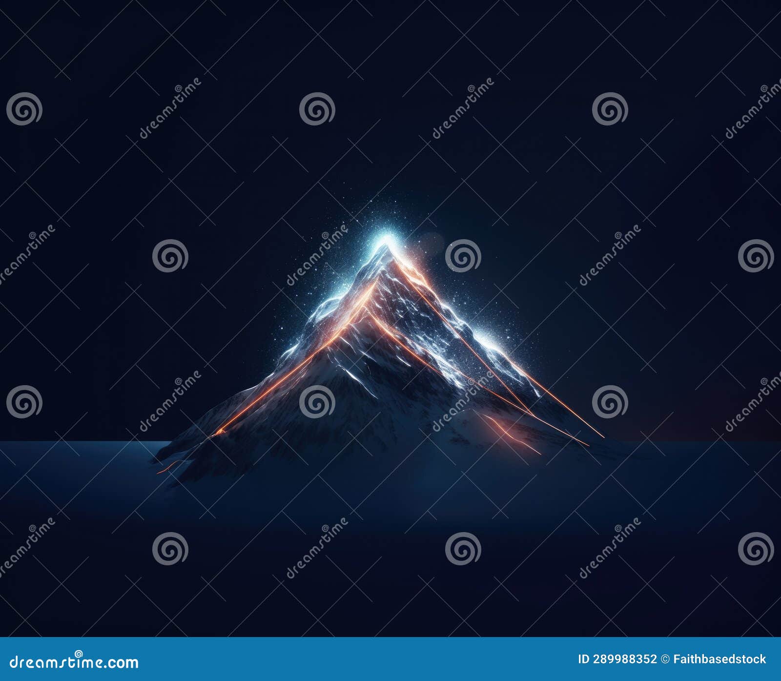 Peak of a Luminous Mountain Stock Illustration - Illustration of snow ...