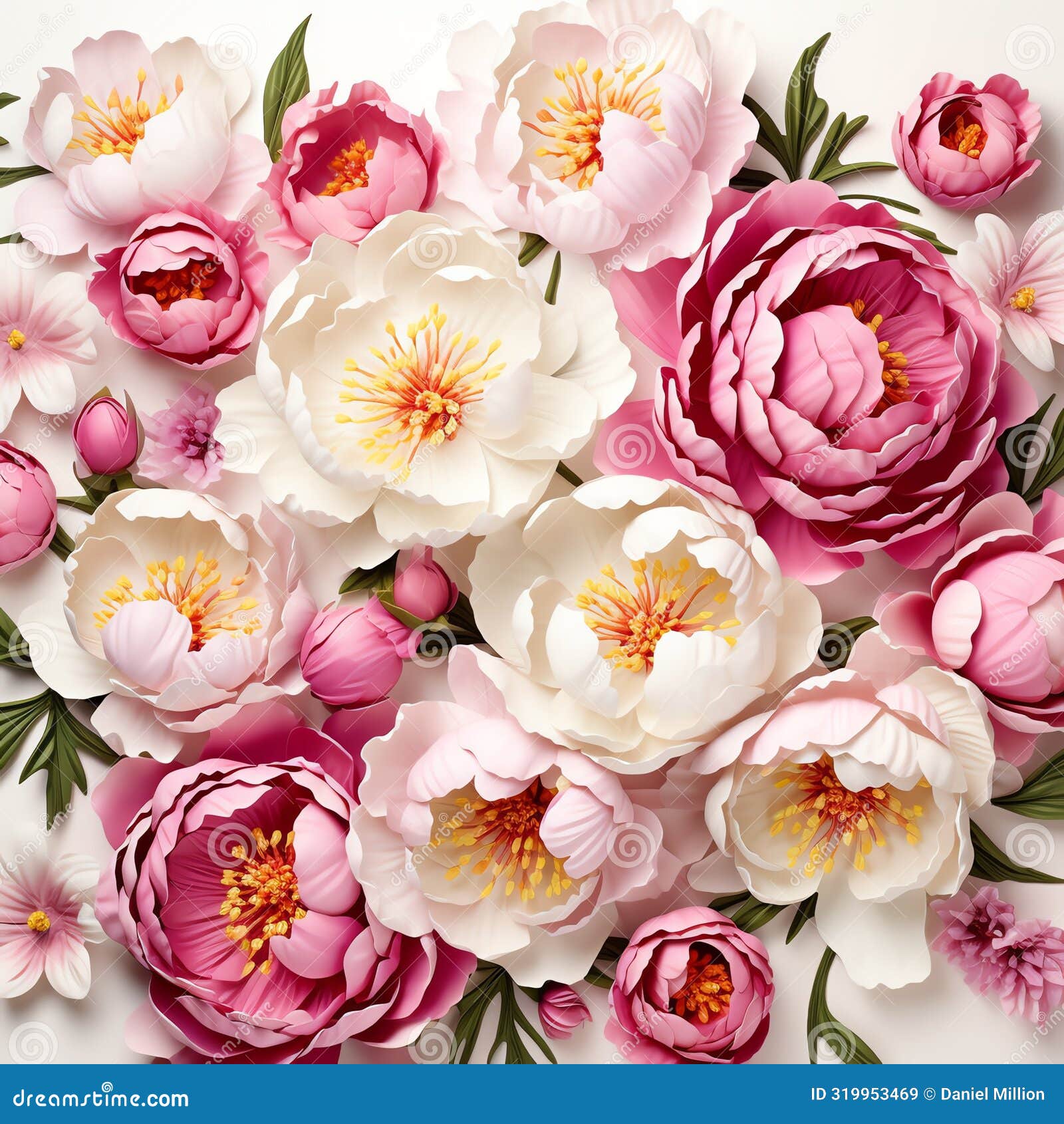 Peonies Flowers Background Wallpaper Vector Stock Illustration ...