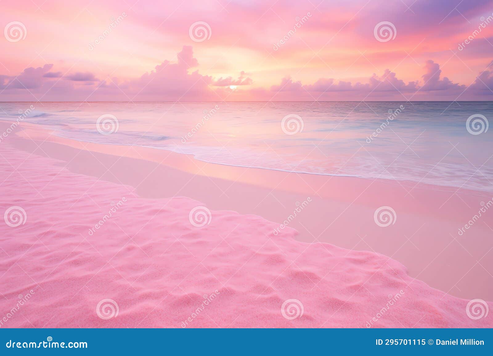 Pink Sand Beach at Sunset, Pink Life Stock Illustration - Illustration ...