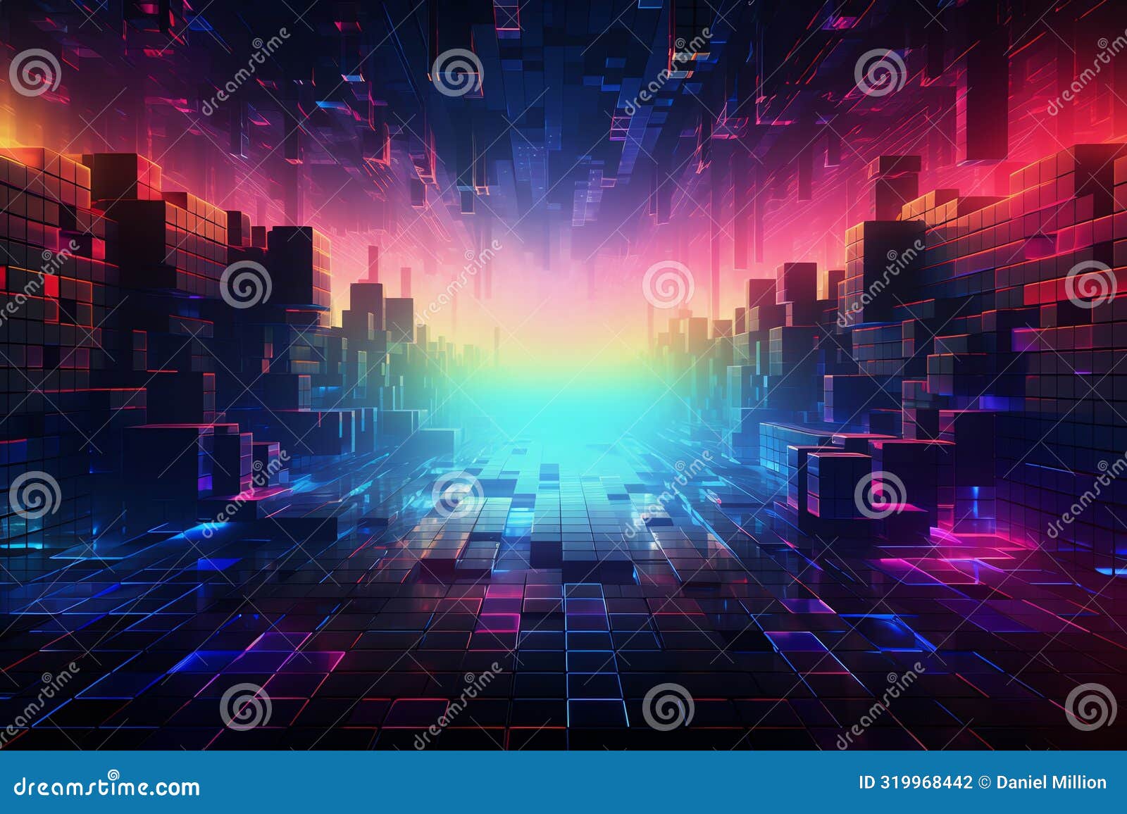 Pixelated 8 Bit Video Game Background 80s Retro Nostalgic Stock ...