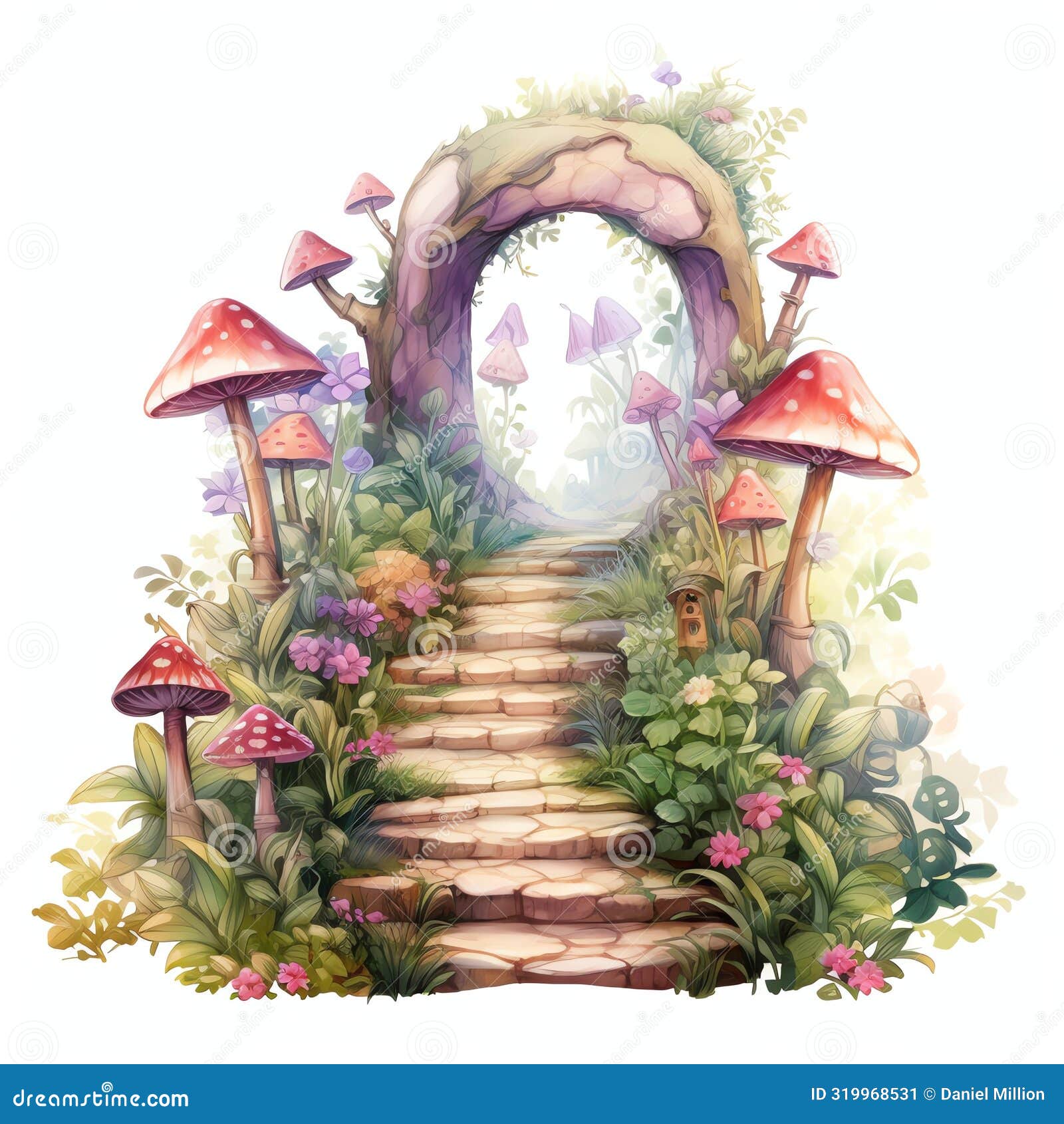 Pixie Pathway Toothfairy Fairytale World Watercolor Stock Illustration ...