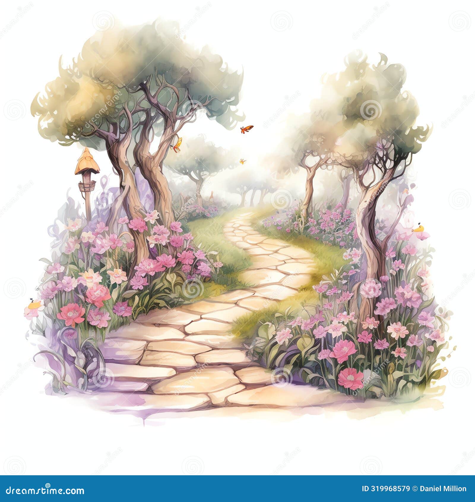 Pixie Pathway Toothfairy Fairytale World Watercolor Stock Illustration ...