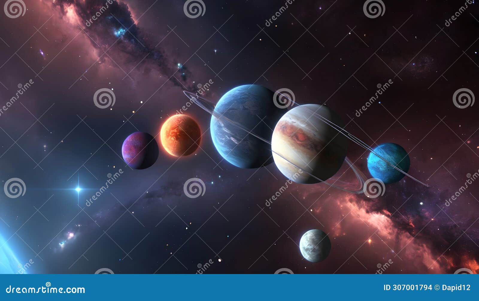 An Image of Planets in Space Solar System Arrangement, with Red ...