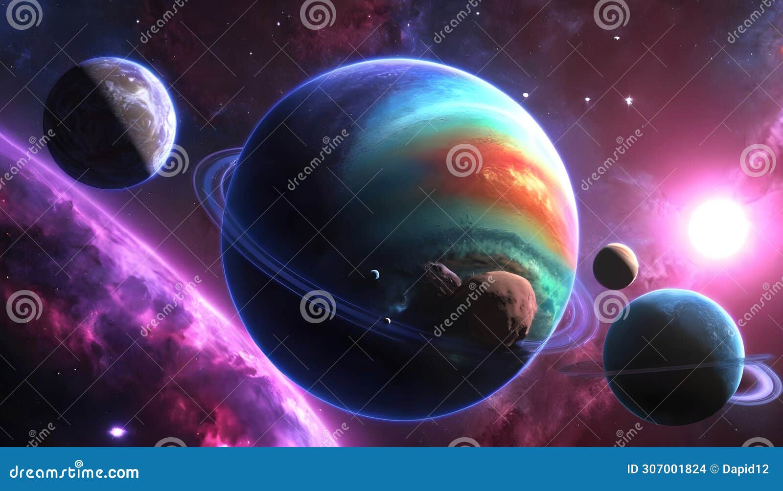 An Image Of Planets And Their Moons In Space Solar System Environment ...