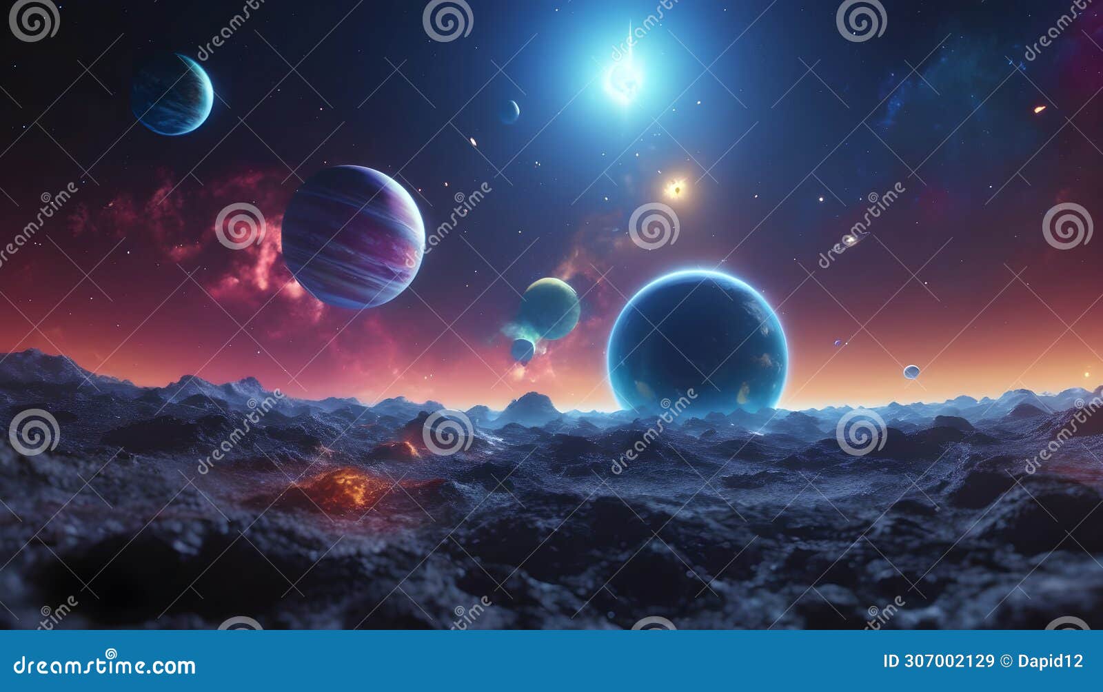 An Image of Planets and Stars in Space Environment Stock Illustration ...