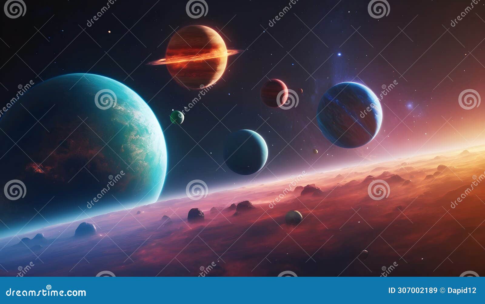 An Image Of Planets And Their Moons In Space Solar System Environment ...
