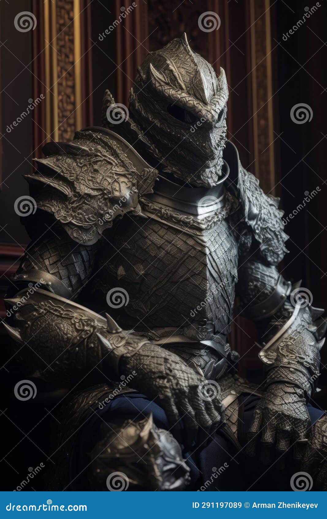 Portrait of the Lizard Knight Wearing Armor Stock Illustration ...