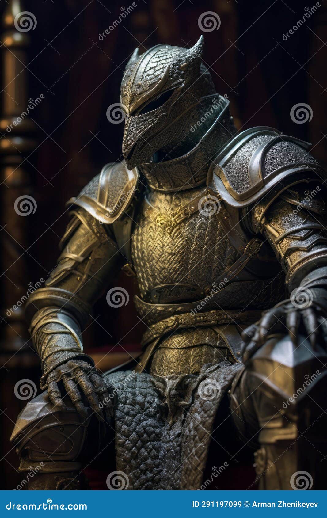 Portrait of the Lizard Knight Wearing Armor Stock Illustration ...