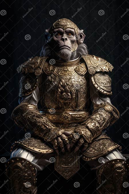 Portrait of the Monkey Knight Wearing Armor Stock Illustration ...