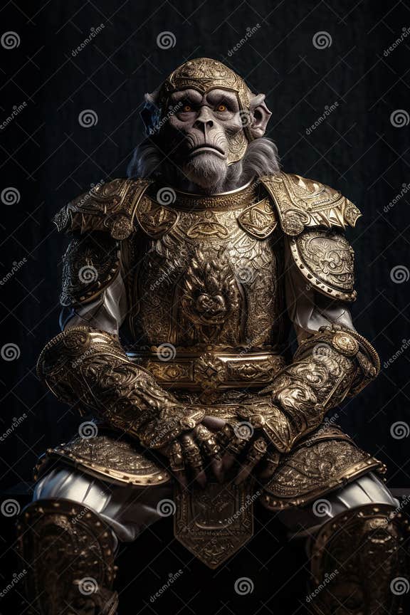 Portrait of the Monkey Knight Wearing Armor Stock Illustration ...