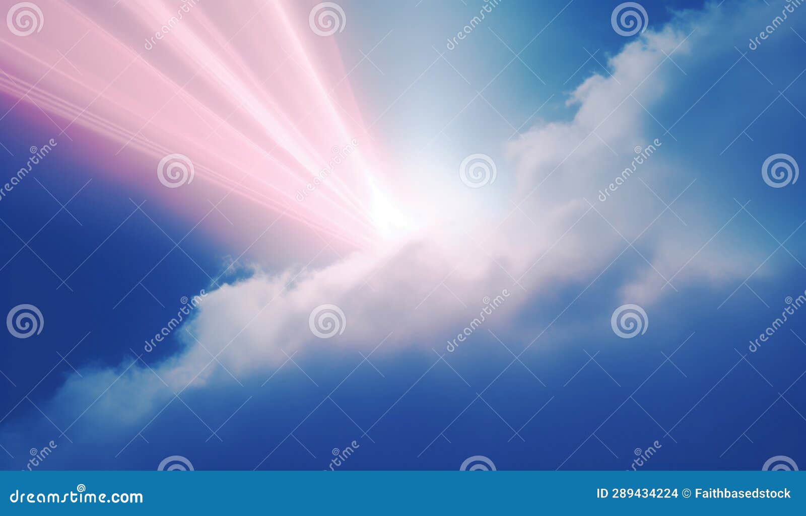 Presence of the Savior. Beautiful Blue Sky with White Clouds and Sun ...