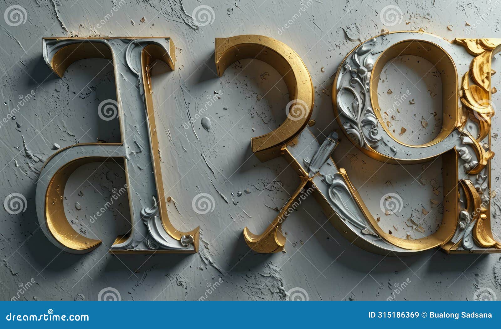 A Gold and White Letter is on a Wall. Stock Illustration - Illustration ...