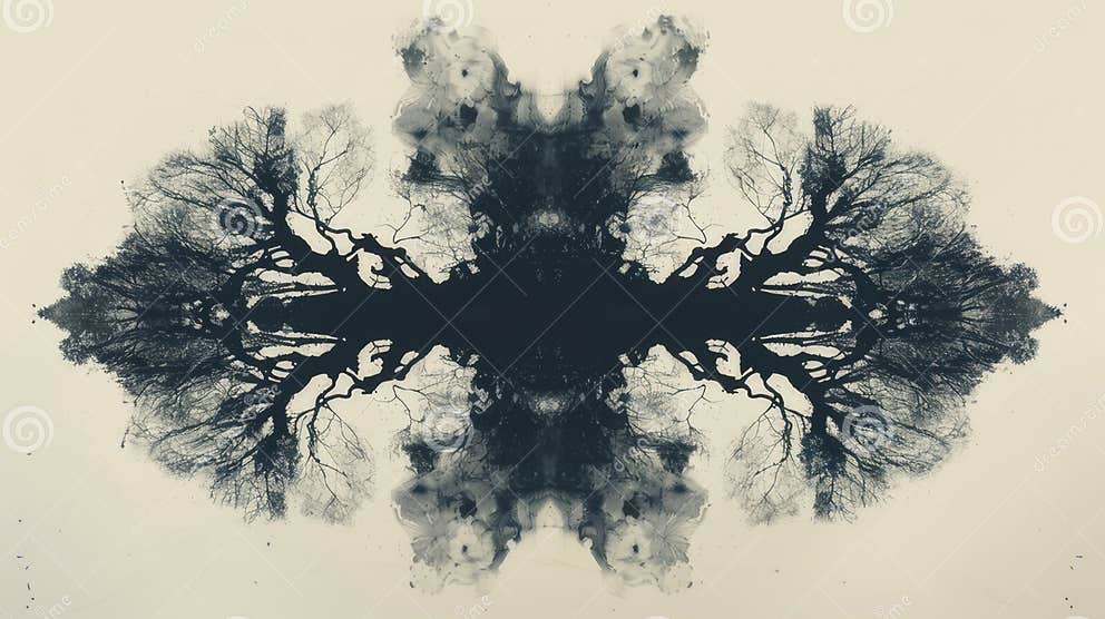 Rorschach Inkblot: Tree of Growth, Vitality, and Interconnectedness Stock Illustration ...