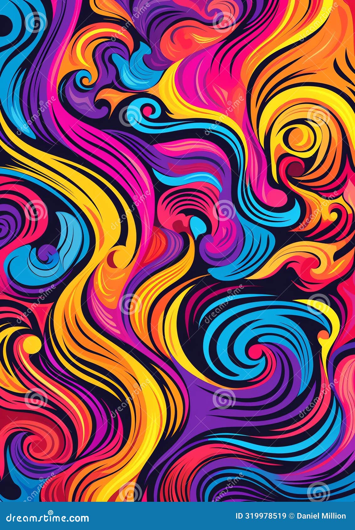 Psychedelic Swirls 90s Retro Nostalgic Frame Stock Illustration ...