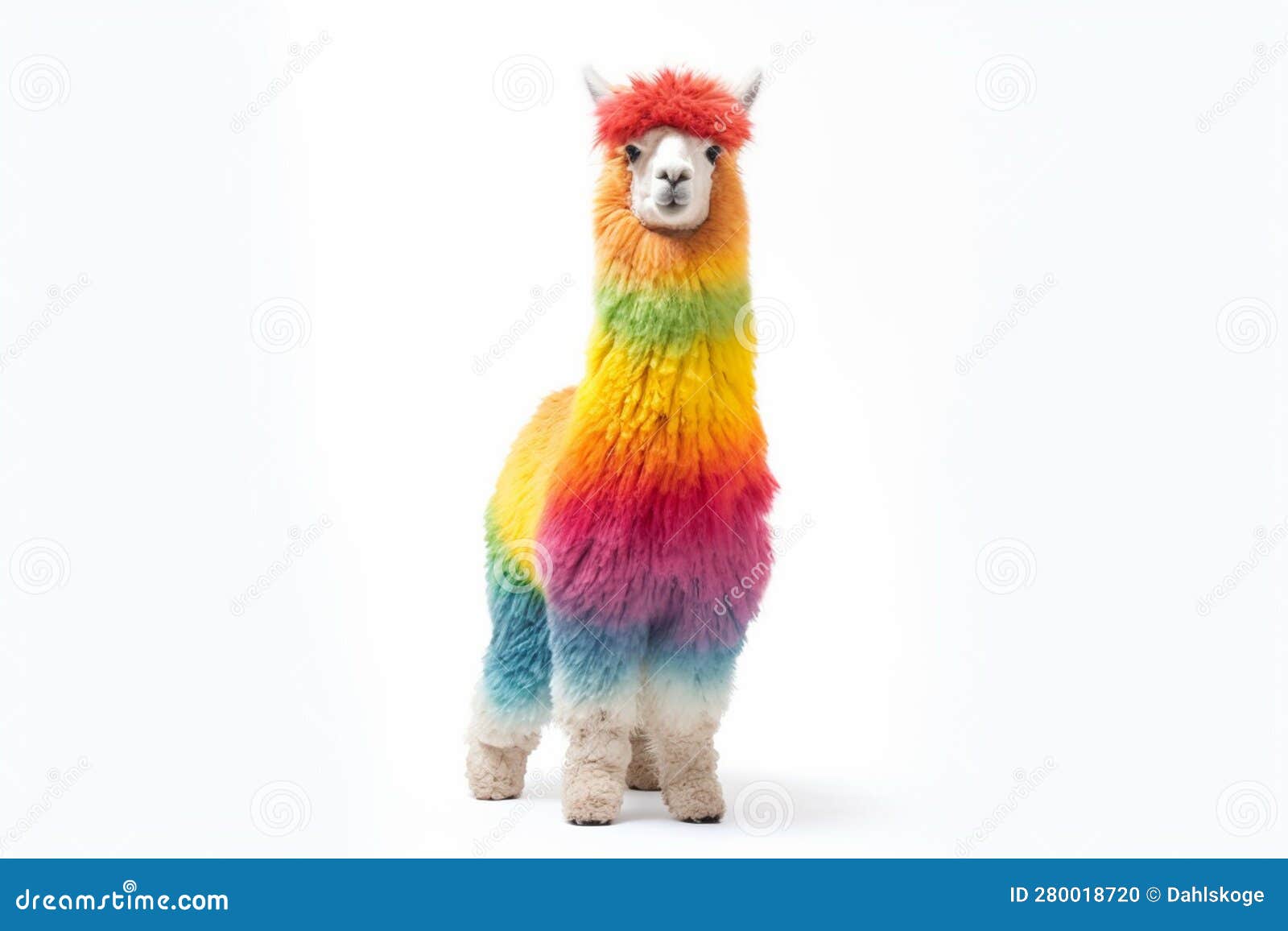 Rainbow colored alpaca stock photo. Illustration of expression - 280018720