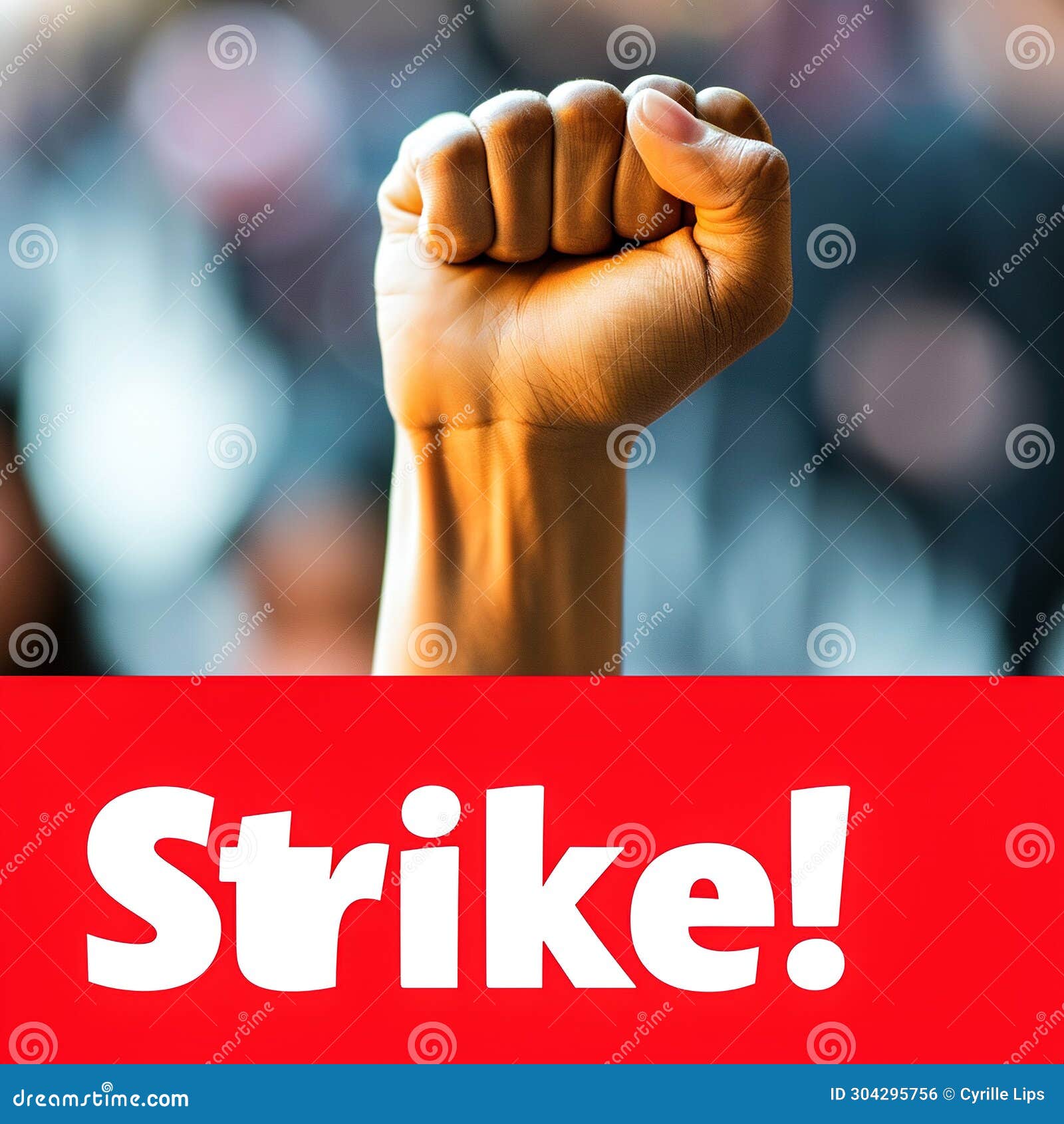 AI-Generated Image of Raised Fist with "Strike!" Slogan Stock ...