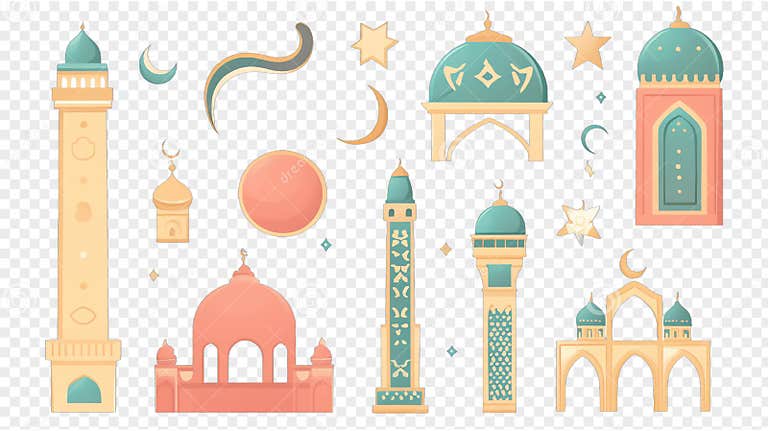 Ramadan Eid Elements Set Illustration Stock Illustration - Illustration ...